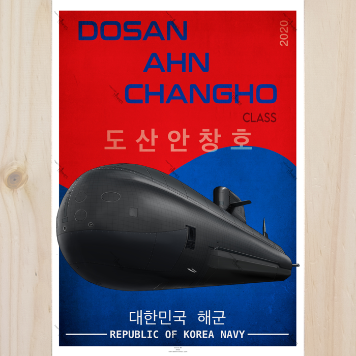 Poster submarine dosan ahn changho class - South Korea - 800 Tonnes