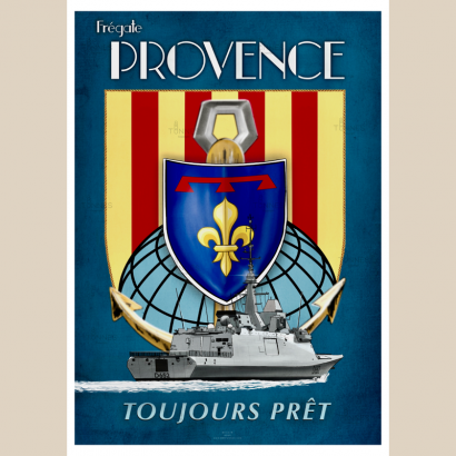 Poster of the french frigate Provence inspired by the official tampion