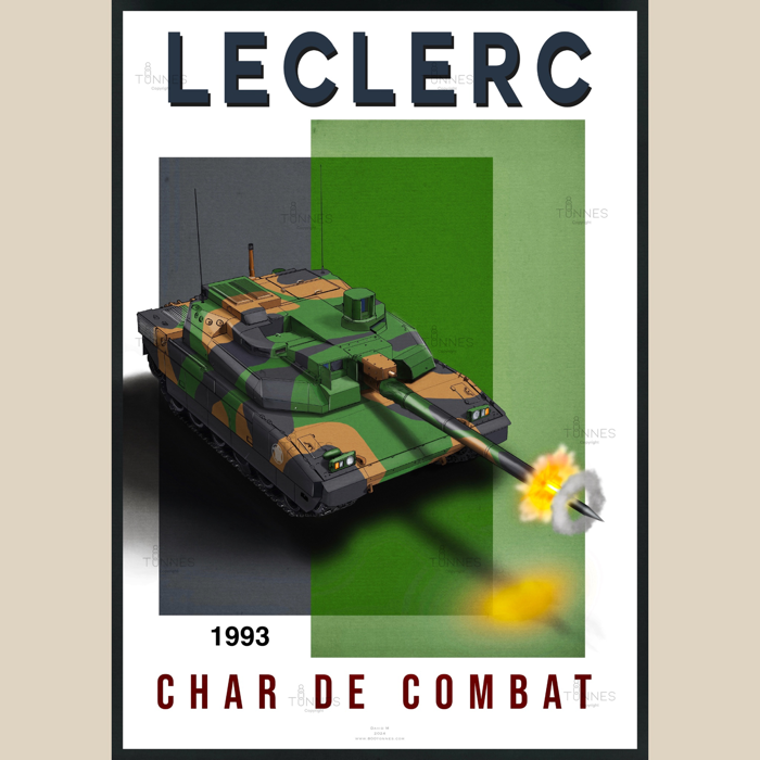 Poster "leclerc" french army tank - Ground manufacturing - 800 Tonnes