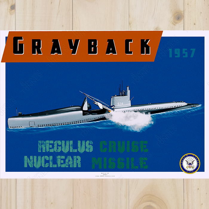 Poster submarine u.s.s. grayback - USA - 800 Tonnes