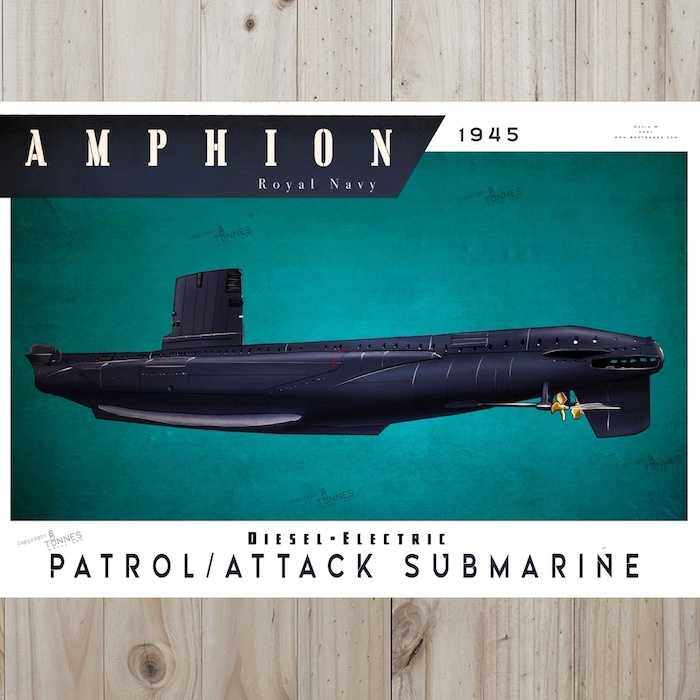 Poster submarine amphion class royal navy - United-Kingdom - 800 To...