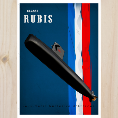 Poster Vintage "Rubis" class (1983) French submarine