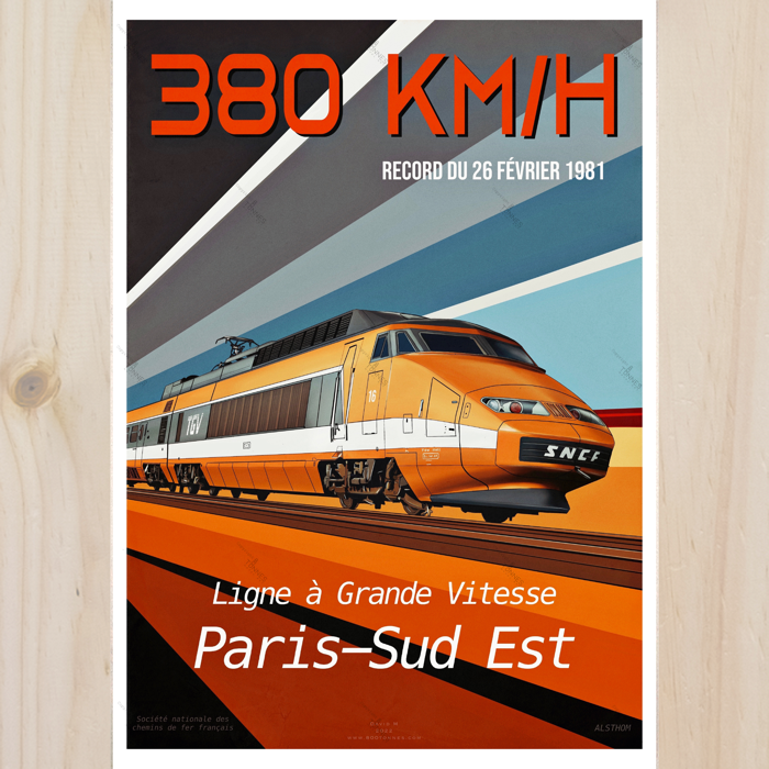 Poster t.g.v french hight speed train (world record) - Trains - 800...
